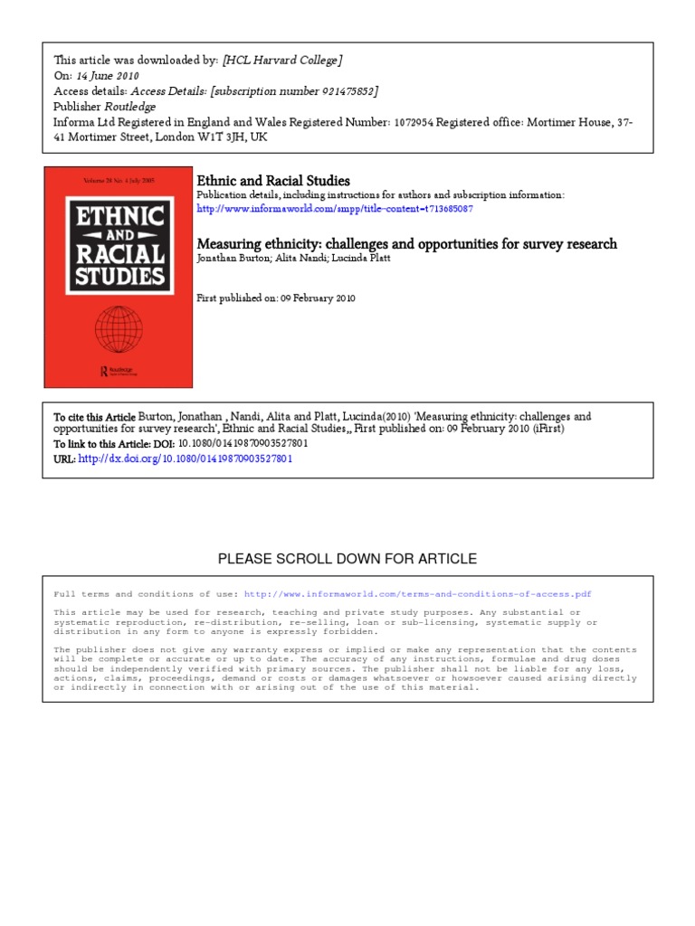 Ethnic and Racial Studies: Publication Details, Including Instructions ...