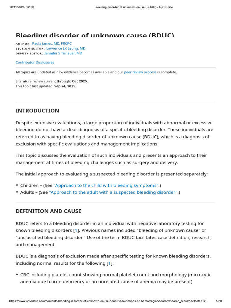 Understanding Bleeding Disorder of Unknown Cause | PDF | Bleeding ...