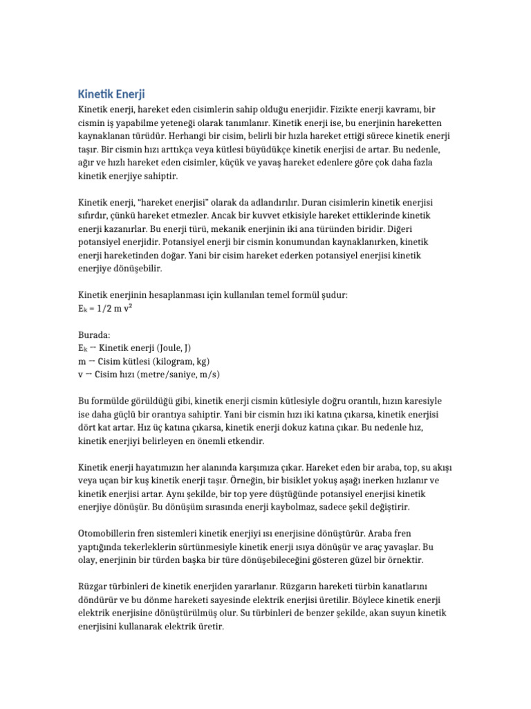 Kinetik Enerji Genisletilmis Makale | PDF