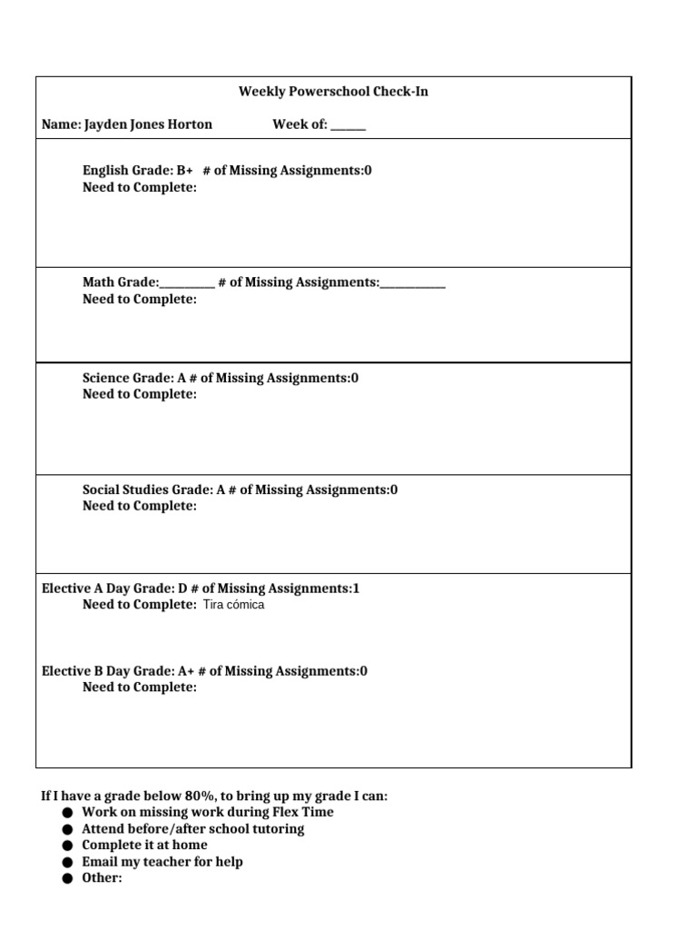 Weekly PowerSchool Check-In | PDF
