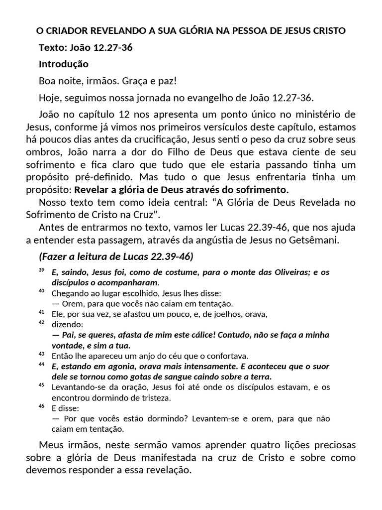 Glória de Deus na Cruz de Cristo | PDF | Jesus | Evangelho de João