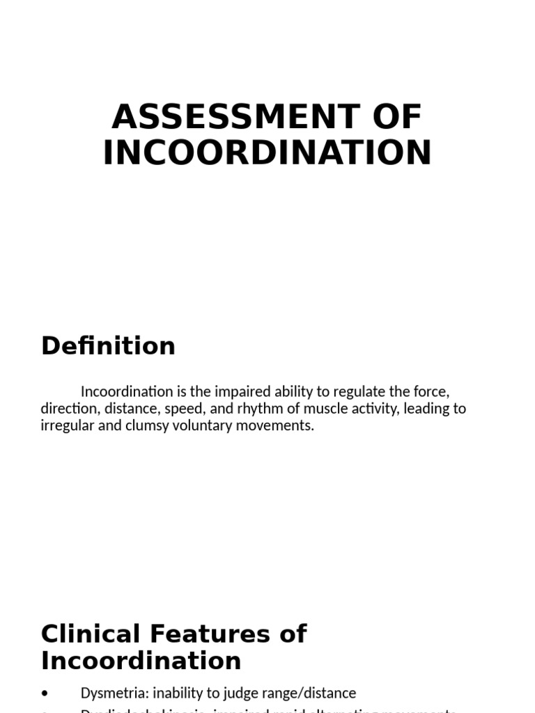 Assessment of Incoordination | PDF
