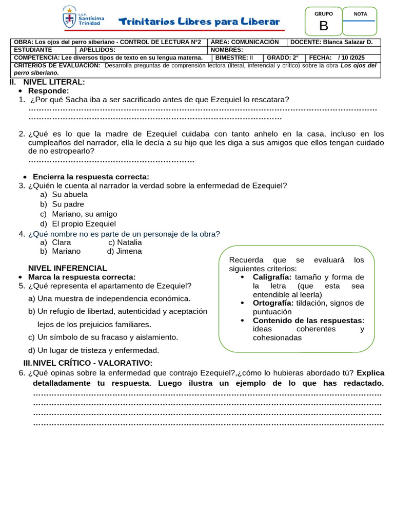 control de lectura N°2 MARIANO ENCISO | PDF