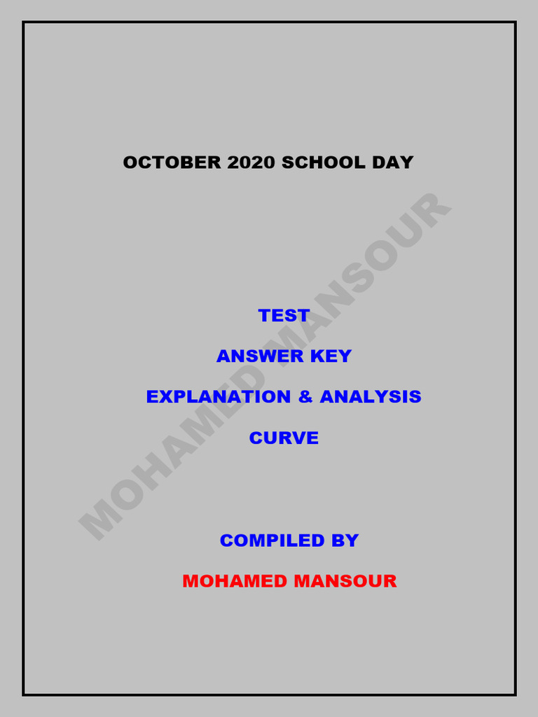 October 2020 School Day Sat Test Answer Key | PDF | Comma | Linguistics