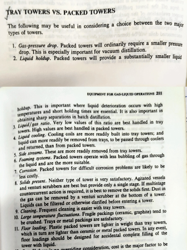 Tray Towers Vs Packed Towers | PDF