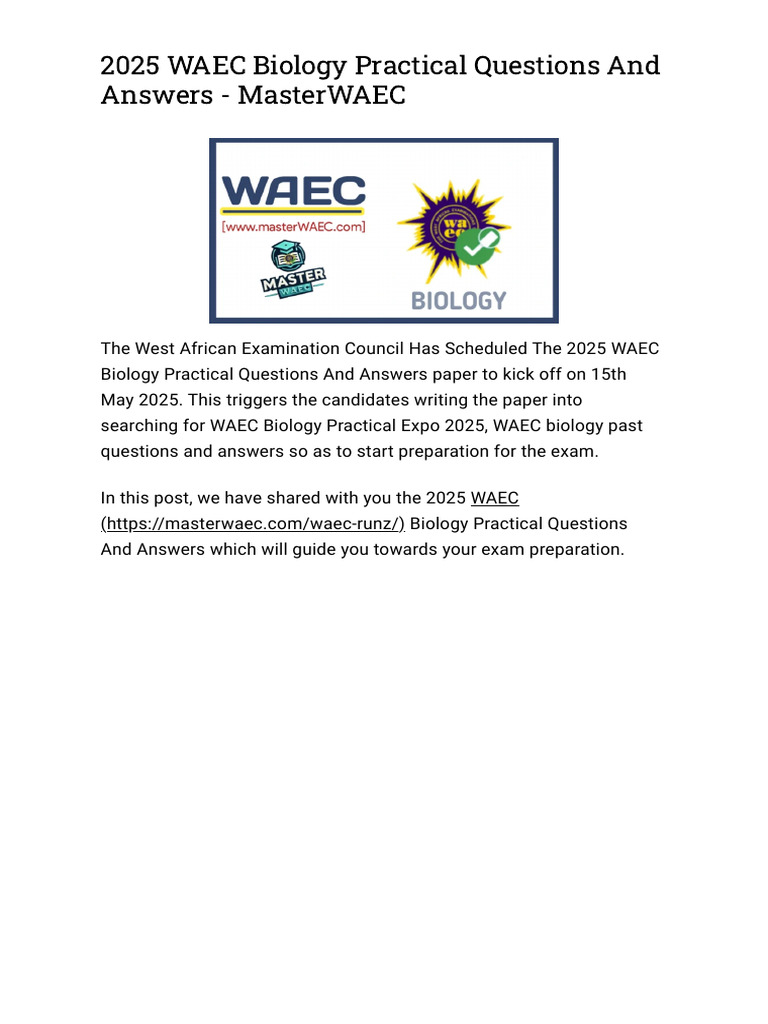 2025 WAEC Biology Practical Guide | PDF | Dominance (Genetics) | Genotype