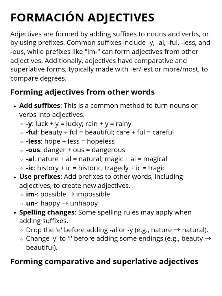 How to Form Adjectives Effectively | PDF