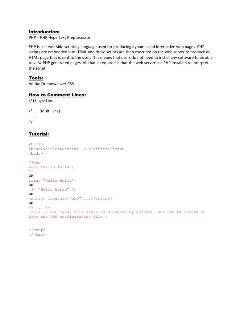 My PHP Notes | PDF