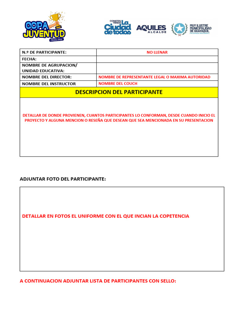 Instructivo Ficha de Inscripcion | PDF