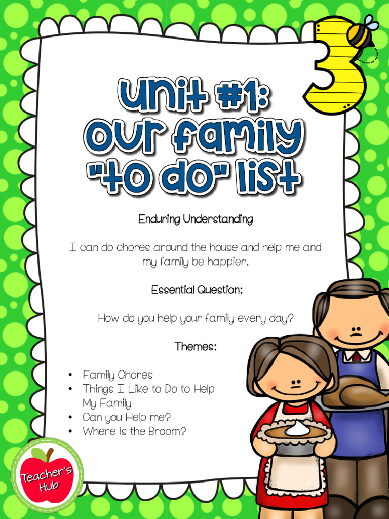 3rd Grade - Unit 1- Our Family to Do List | PDF | Cleaning