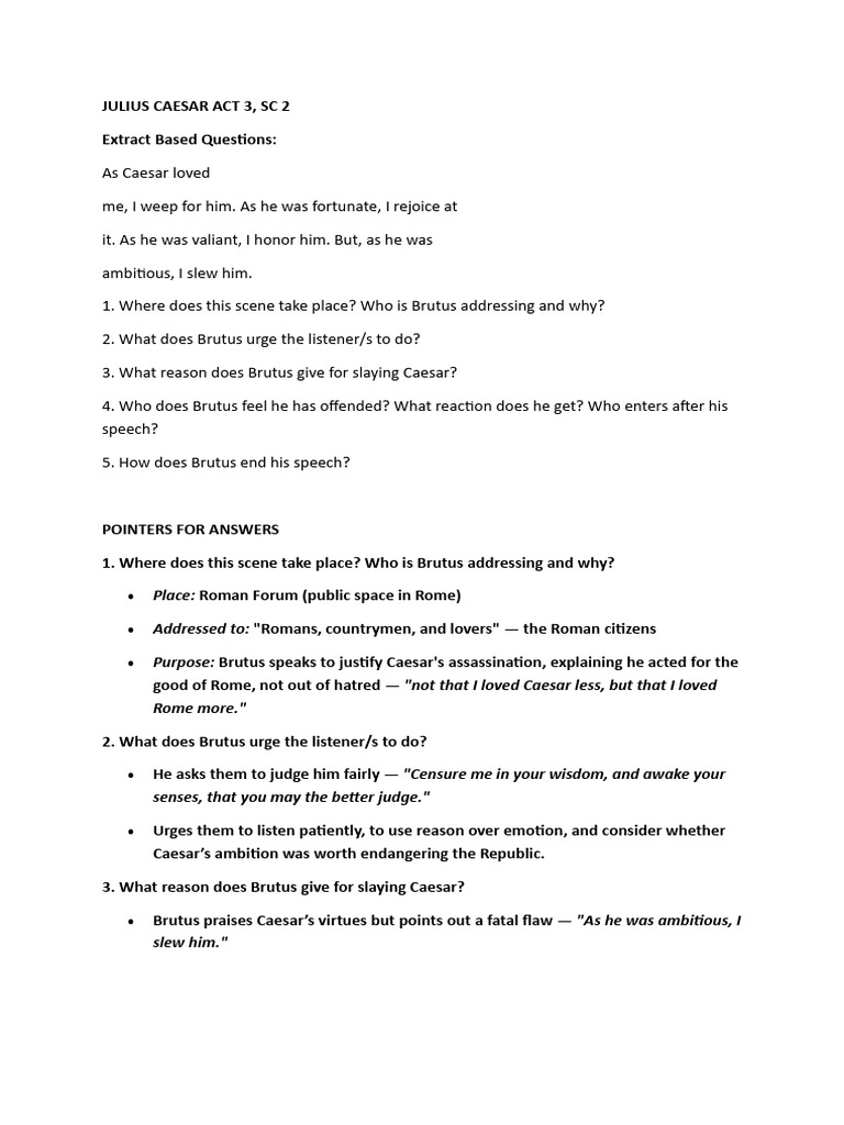 Brutus's Speech Analysis in Julius Caesar | PDF | Julius Caesar