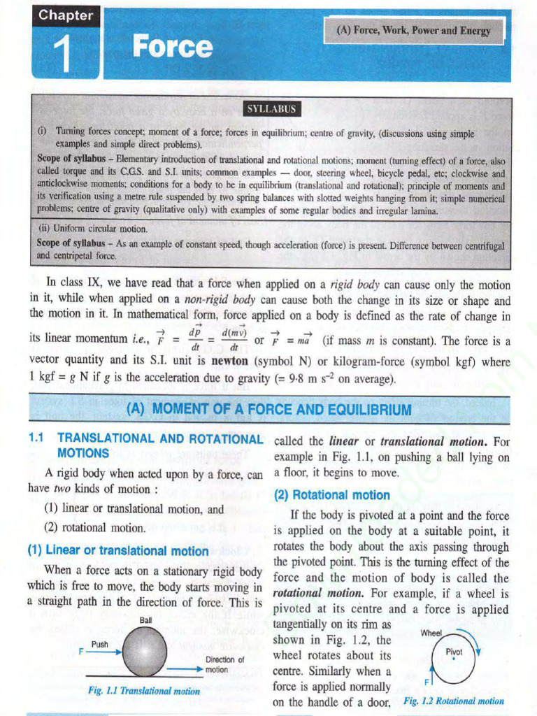 Class 10 Selina Physics Chapter 01 Force | PDF