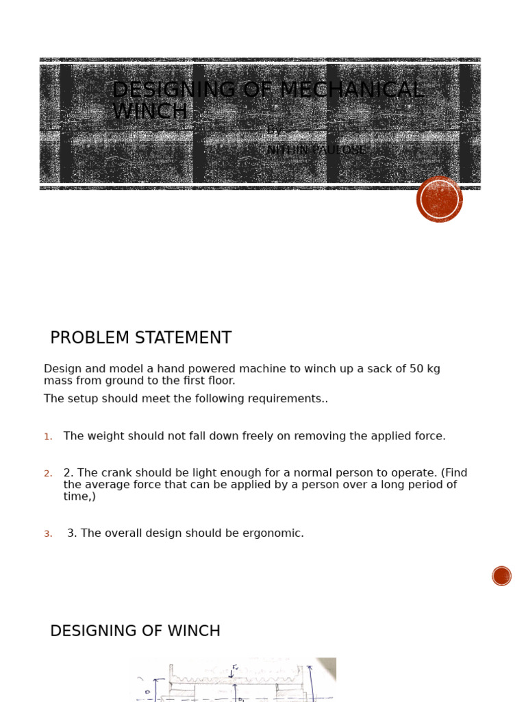 Hand-Powered Mechanical Winch Design | PDF
