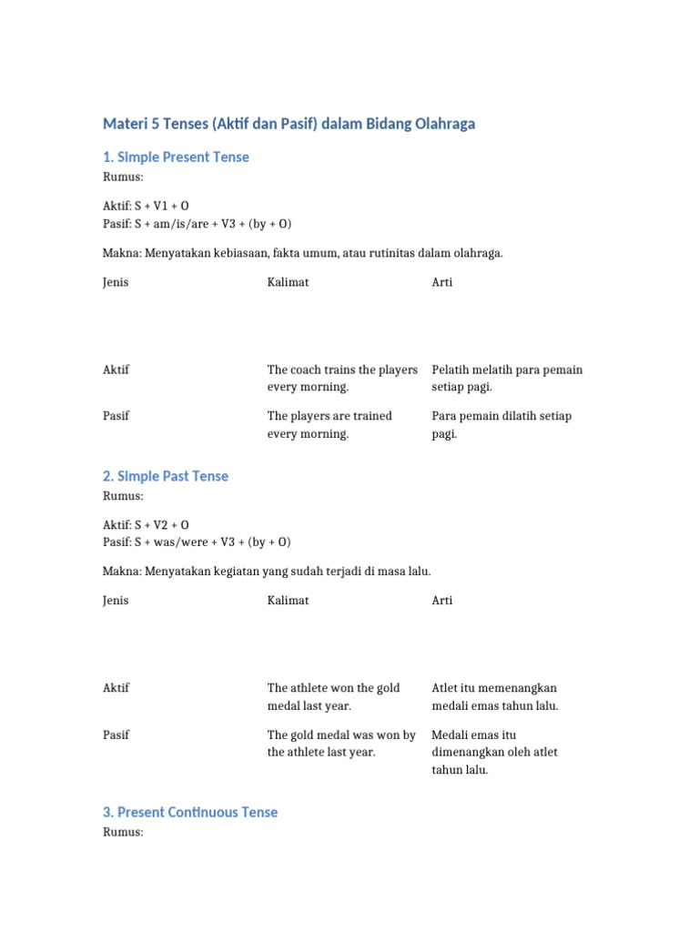 5 Tenses in Sports: Active & Passive | PDF | Interpretation (Philosophy ...