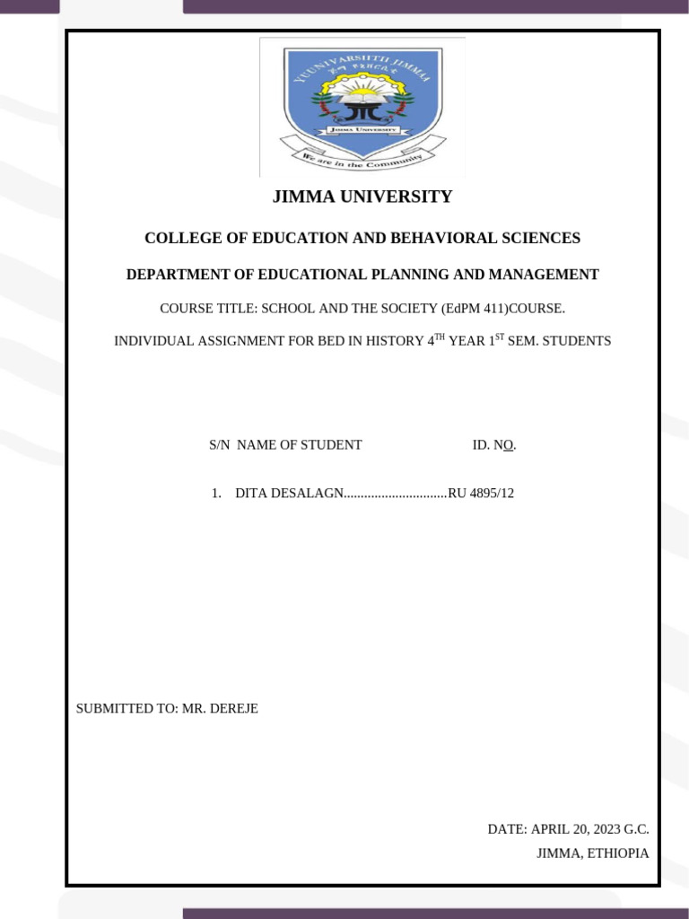 School and The Society (EdPM 4011) Individual Assignment | PDF ...
