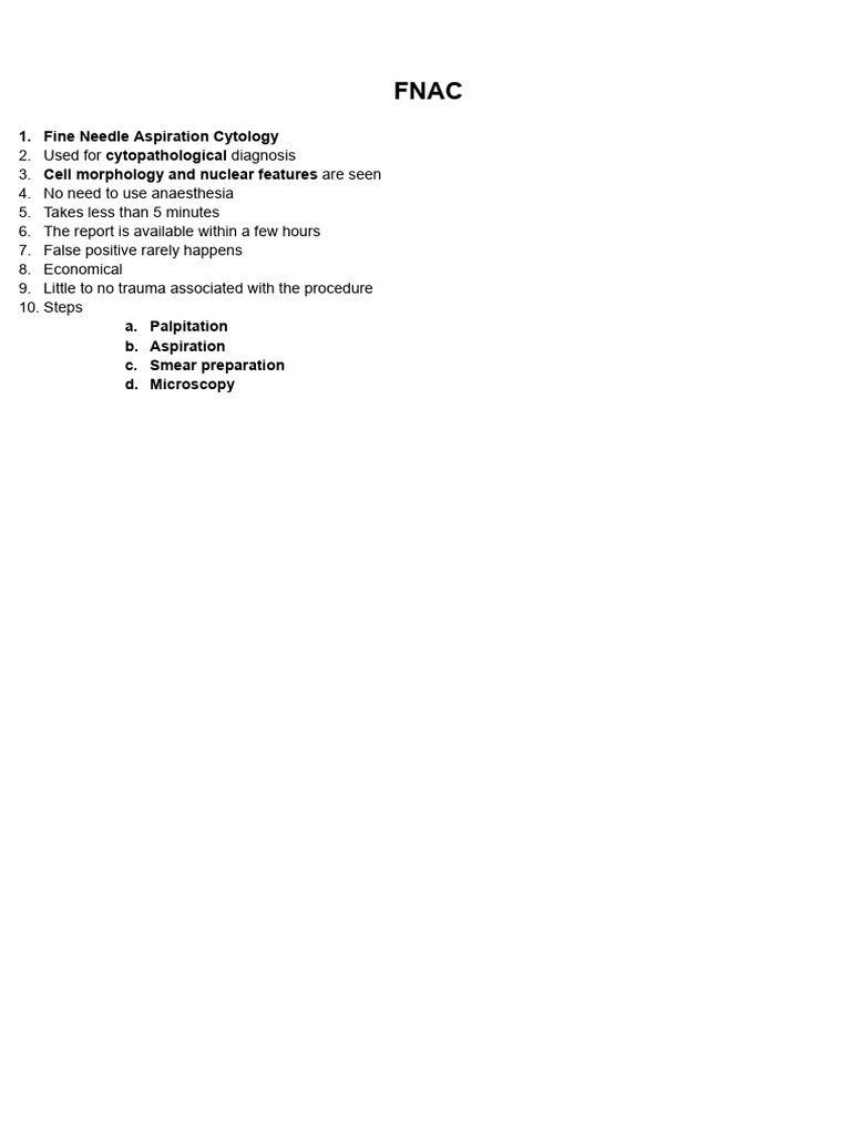 FNAC: Quick, Safe Cytology Procedure | PDF