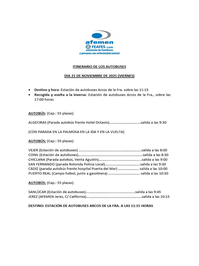 Itinerario Autobuses | PDF