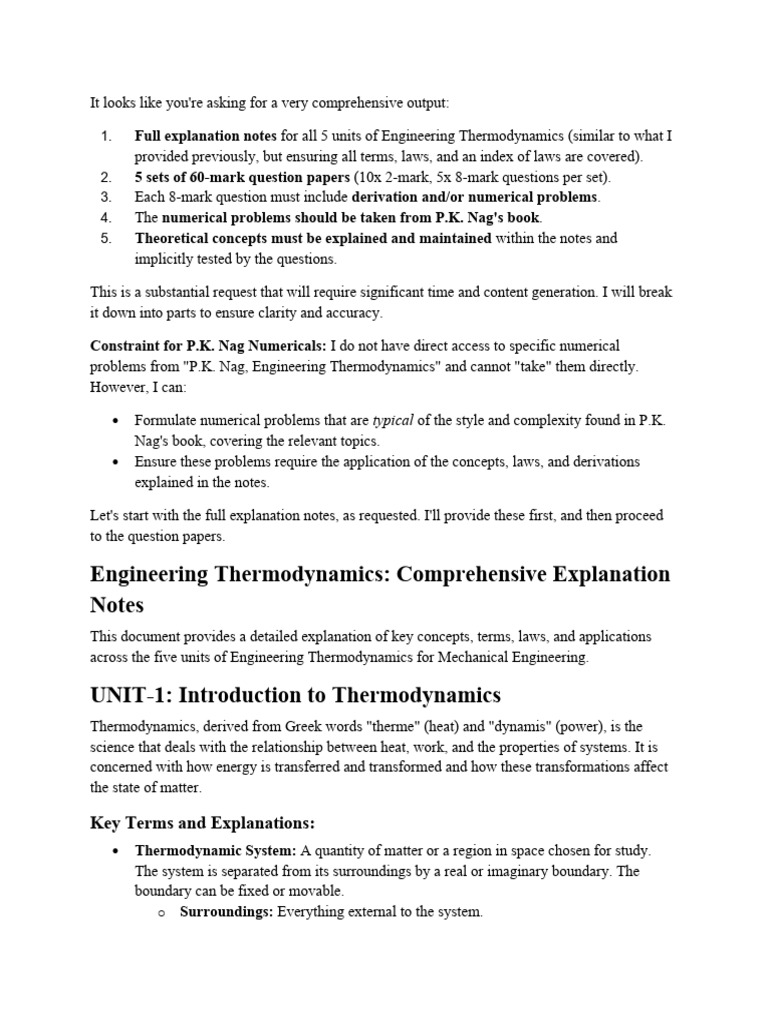 Comprehensive Engineering Thermodynamics Guide | PDF | Heat | Second ...