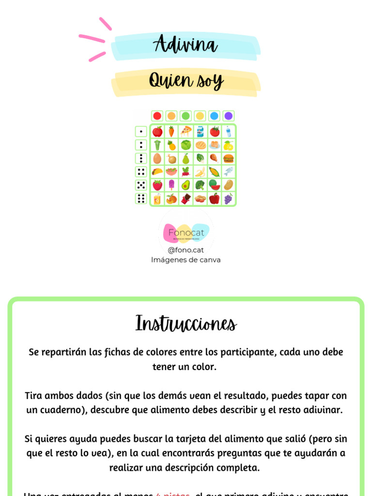 Juego de Adivinanza de Alimentos | PDF | Alimentos | Cocina