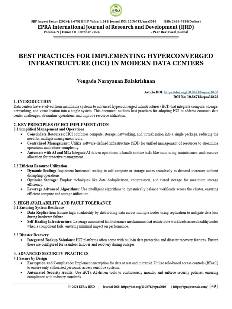 4.Best Practices for Implementing Hyperconverged Infrastructure (Hci) in Modern Data Centers ...