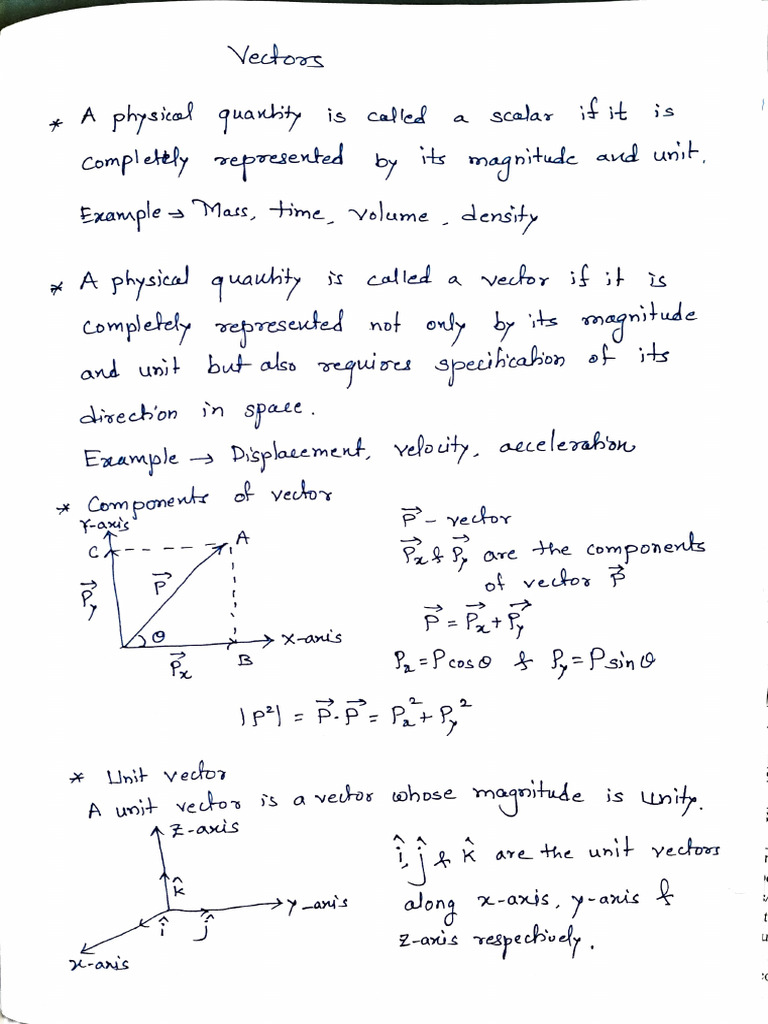 Paper I Vector Notes Pdf Euclidean Vector Physics