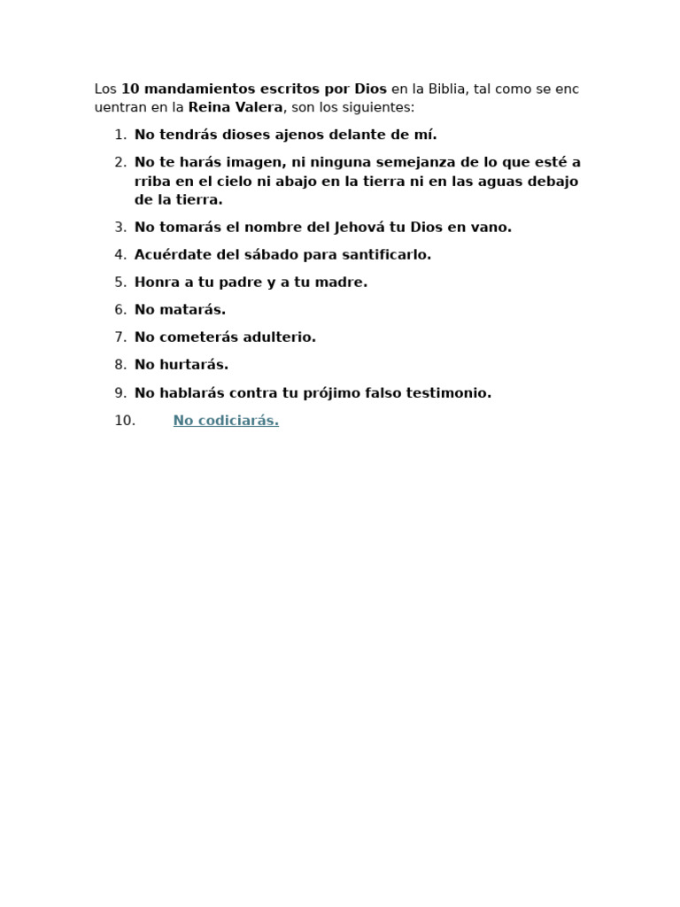 Los Diez Mandamientos | PDF
