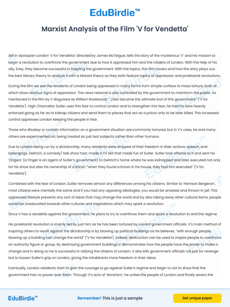 Marxist Themes in 'V for Vendetta' Analysis | PDF | Political Science ...