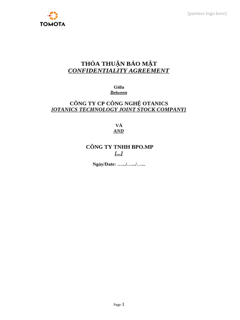 OTA - Confidentiality Agreement Template | PDF