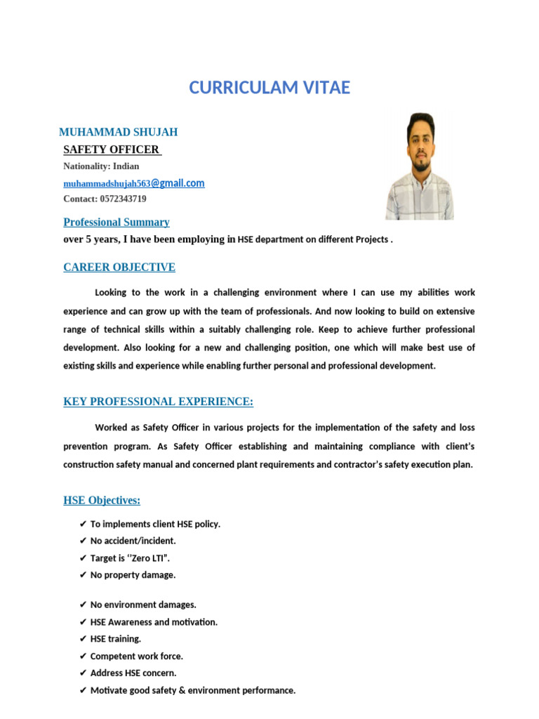 Abdul Azeez b k Updated Cv 10-06-2025, | PDF | Safety