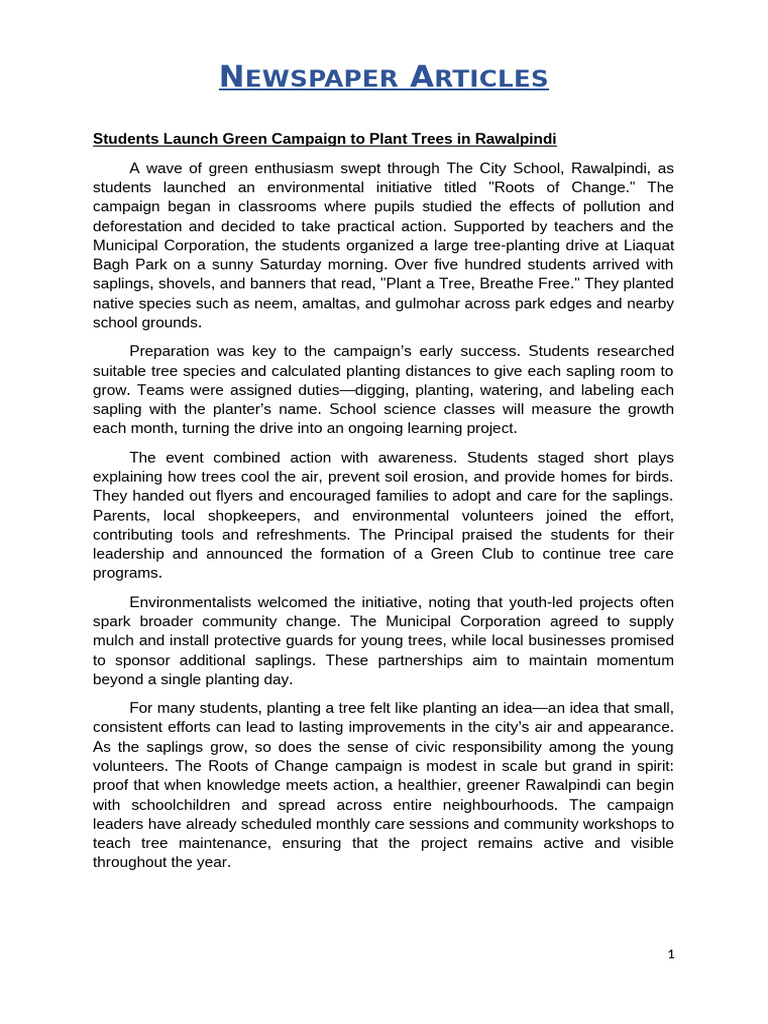 Newspaper Articles | PDF | Multimedia | Learning