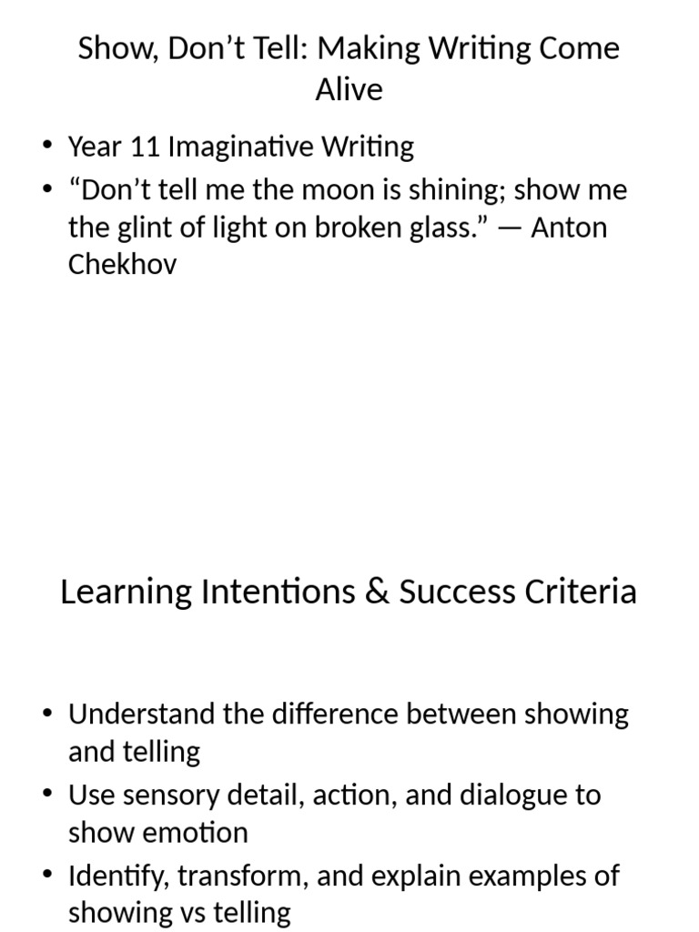 Mastering Show, Don’t Tell in Writing | PDF
