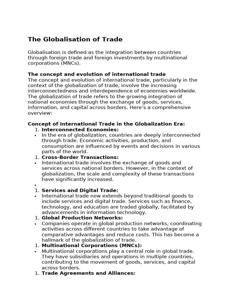 Global Trade and Its Impact on Economies | PDF | Globalization | Free Trade
