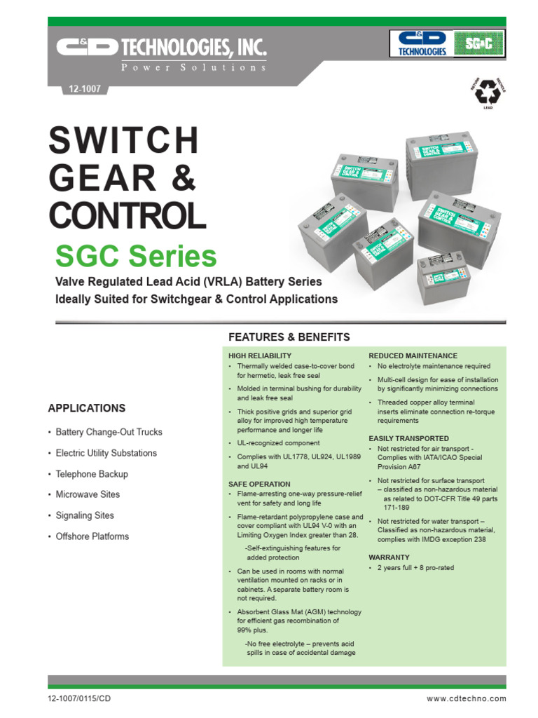 Folleto Battery CyD SGC SERIE | PDF | Battery Charger | Electricity