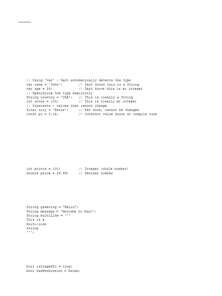 Dart Basics Lecture | PDF | Boolean Data Type | Parameter (Computer Programming)