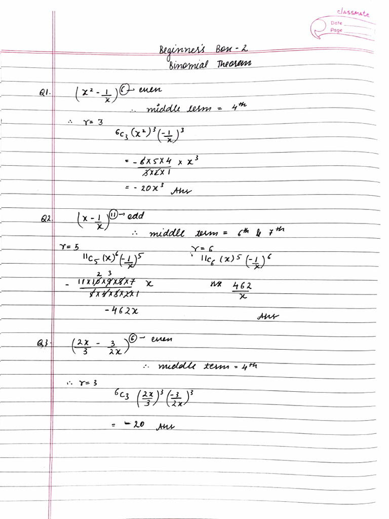 BB-2 (Binomial Theorem) | PDF