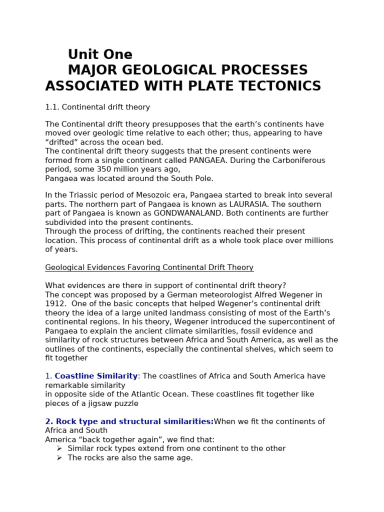 Major Geological Processes in Plate Tectonics | PDF | Plate Tectonics ...