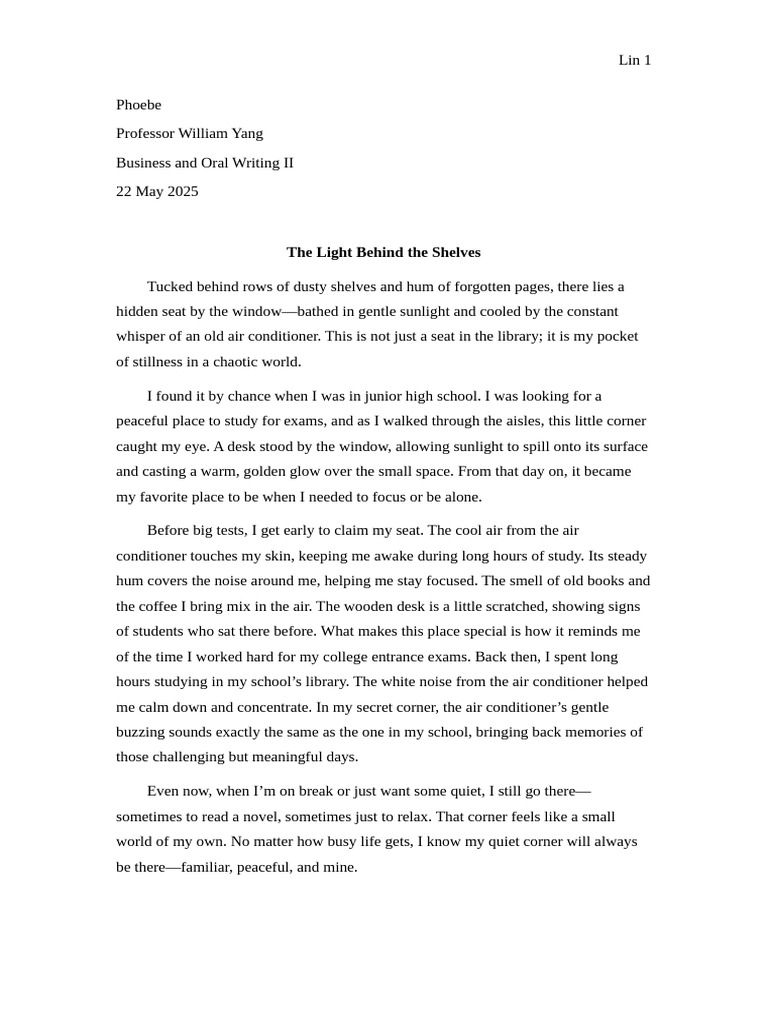 My Secret Corner Essay | PDF