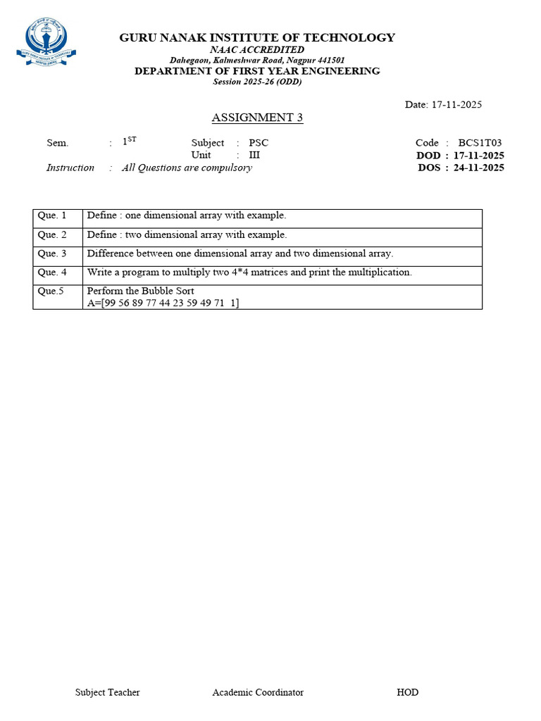 Assignment 3 PSC | PDF