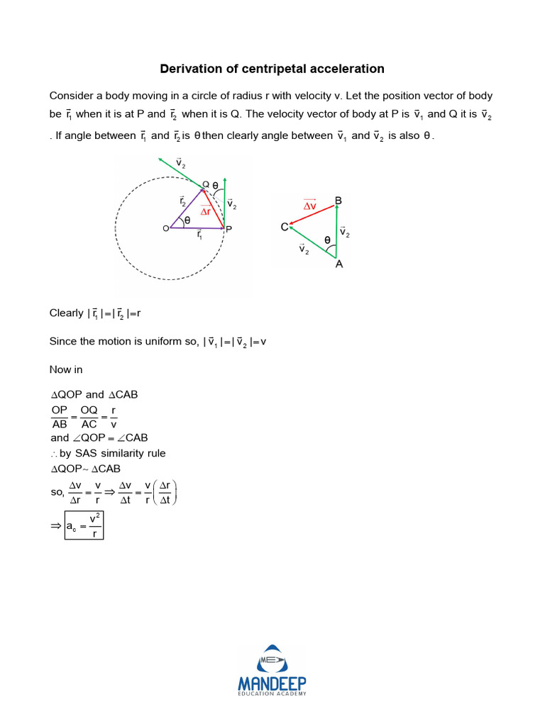 Centripetal Acceleration | PDF