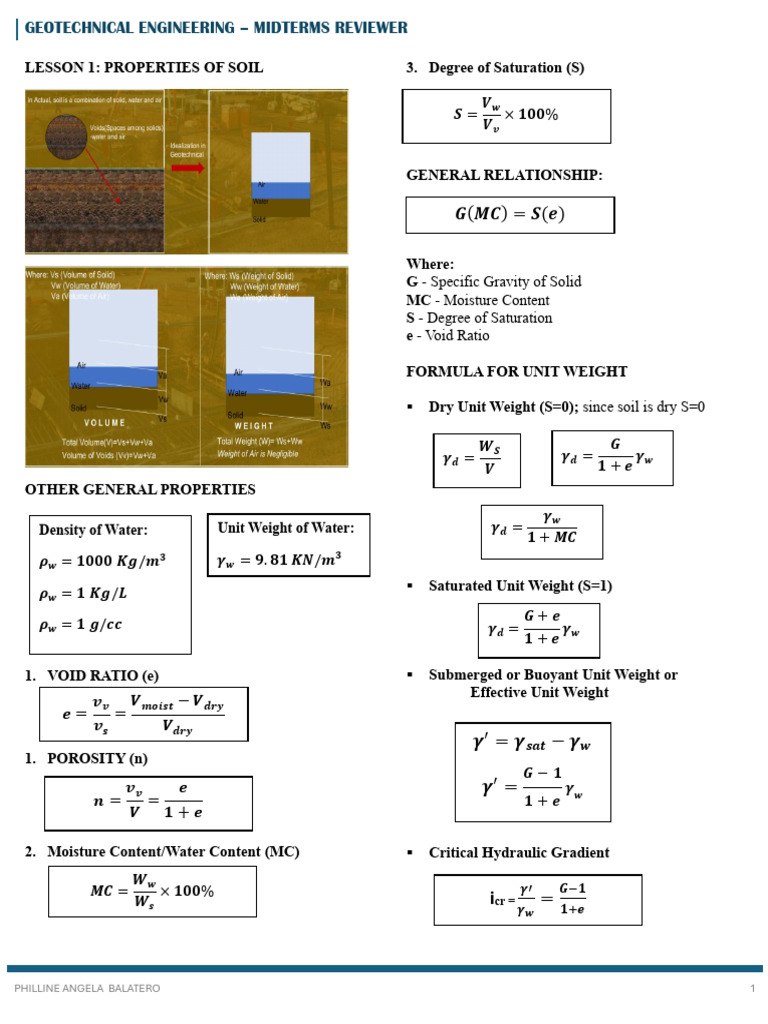 Geotech Midterms Reviewer | PDF | Soil | Natural Materials