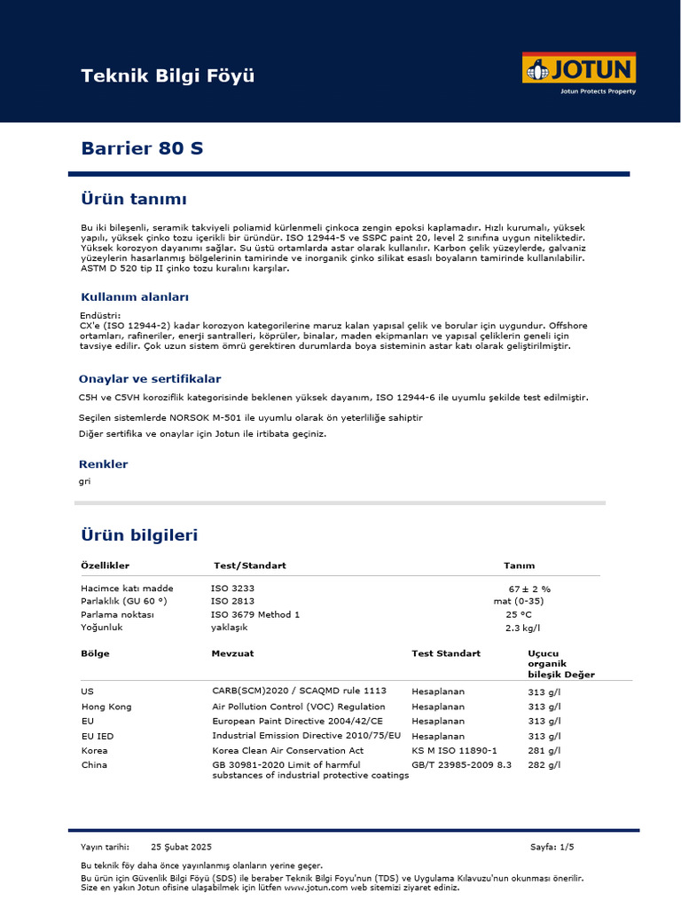 TDS 37942 Barrier 80 S TR-TR TR | PDF