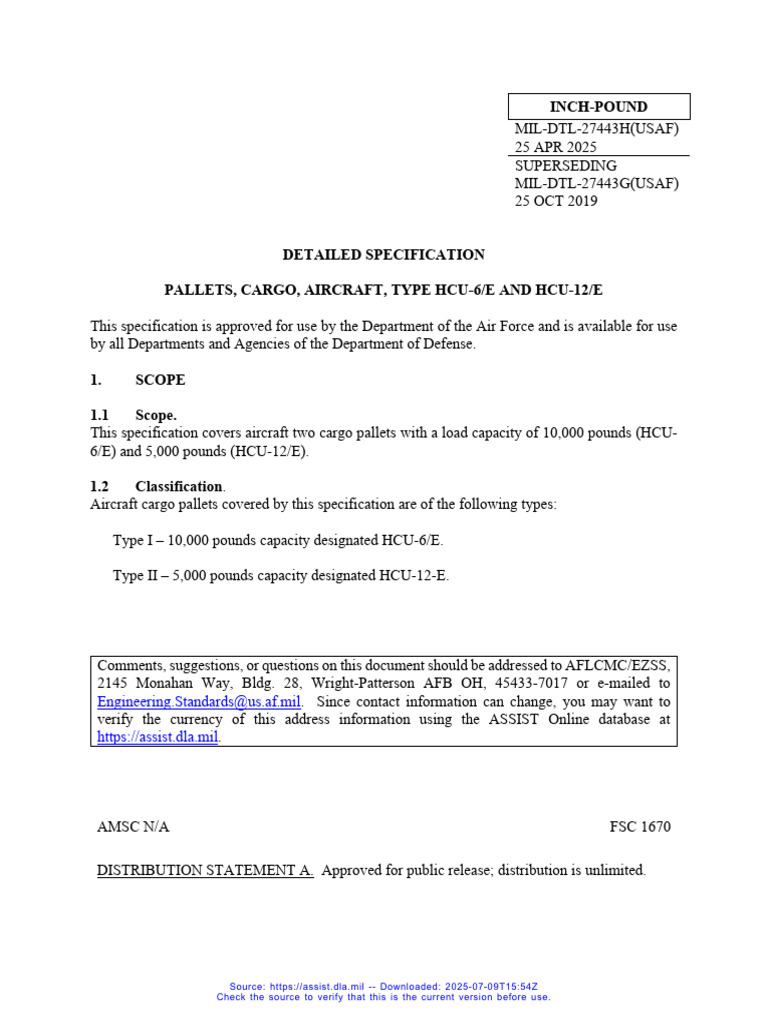 MIL-DTL-27443 | PDF | Pallet | Forklift