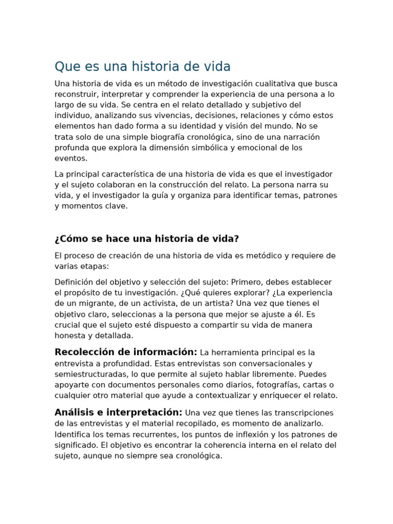 Cómo crear una historia de vida | PDF | Educación en artes liberales
