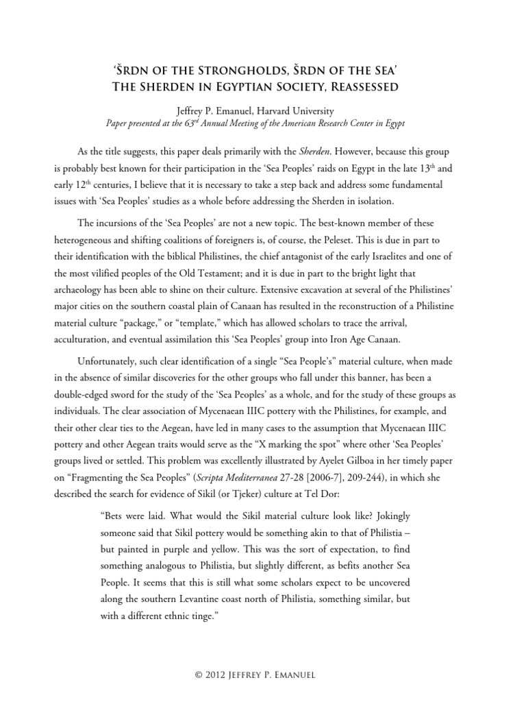 Reassessing the Sherden in Egypt | PDF | Philistines | Iron Age