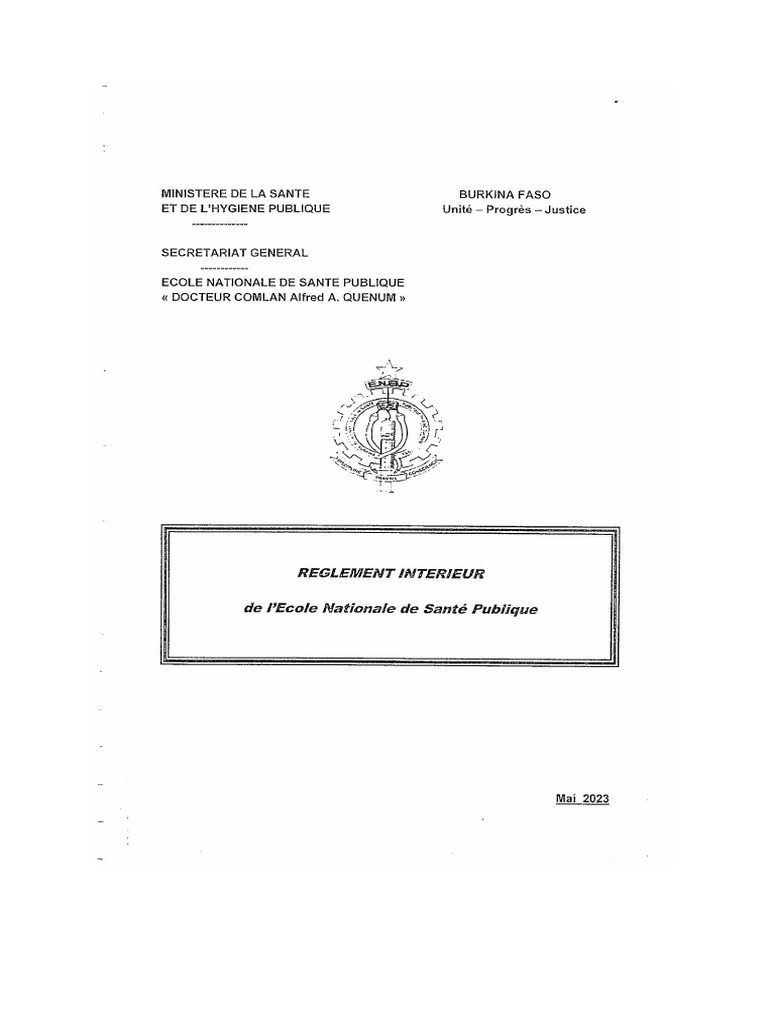 Reglement Interieur Ensp 2023 | PDF