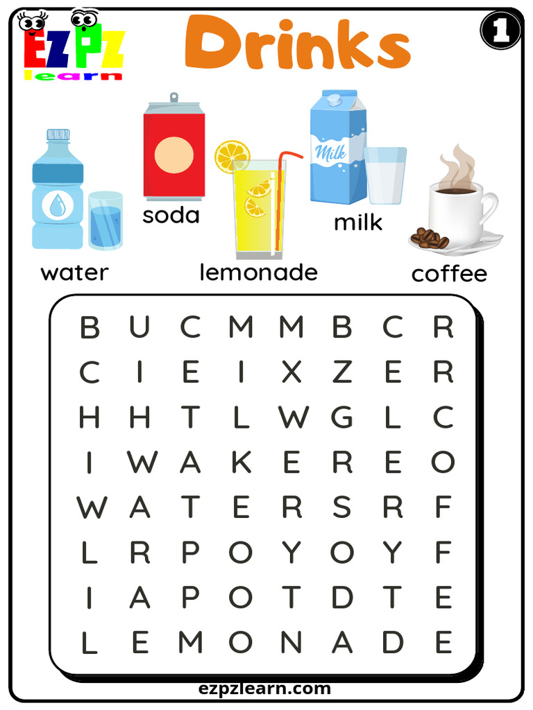 1 Drinks Word Search | PDF