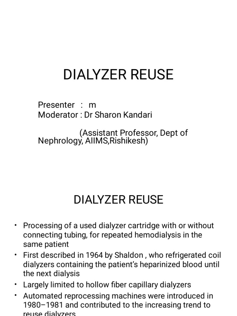 Dialyzer Reuse PDF | PDF | Hemodialysis | Medical Specialties