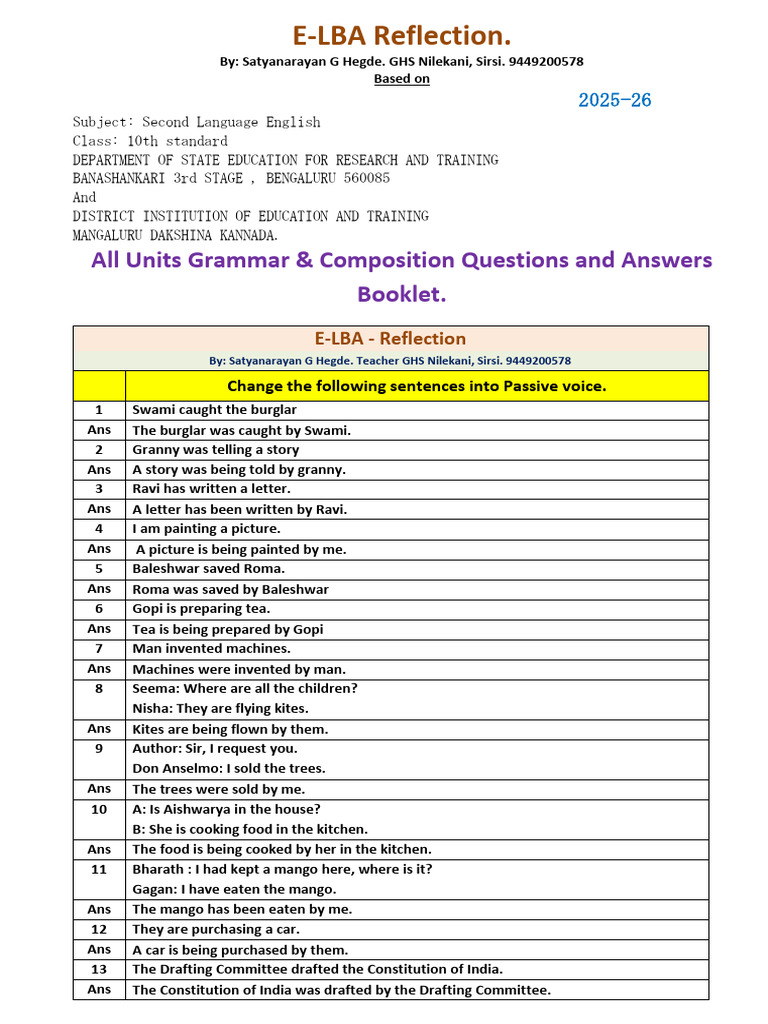 E-LBA Reflection. All Units Grammar & Composition.10.S.leng | PDF ...