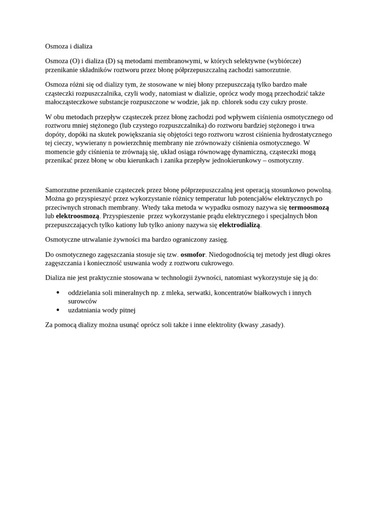 Osmoza i Dializa | PDF
