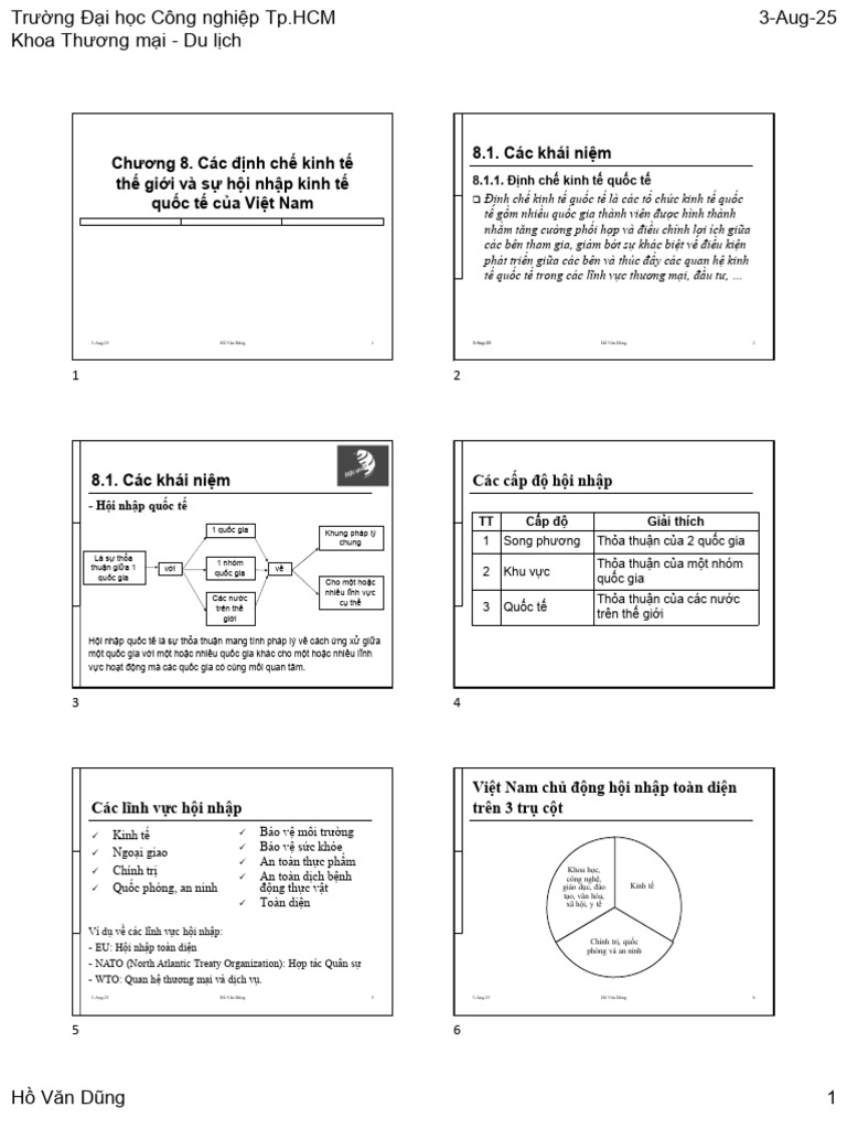 Bai Giang 8. Cac Dinh Che KTTG Va Su Hoi Nhap Cua VN (Aug 2025) | PDF
